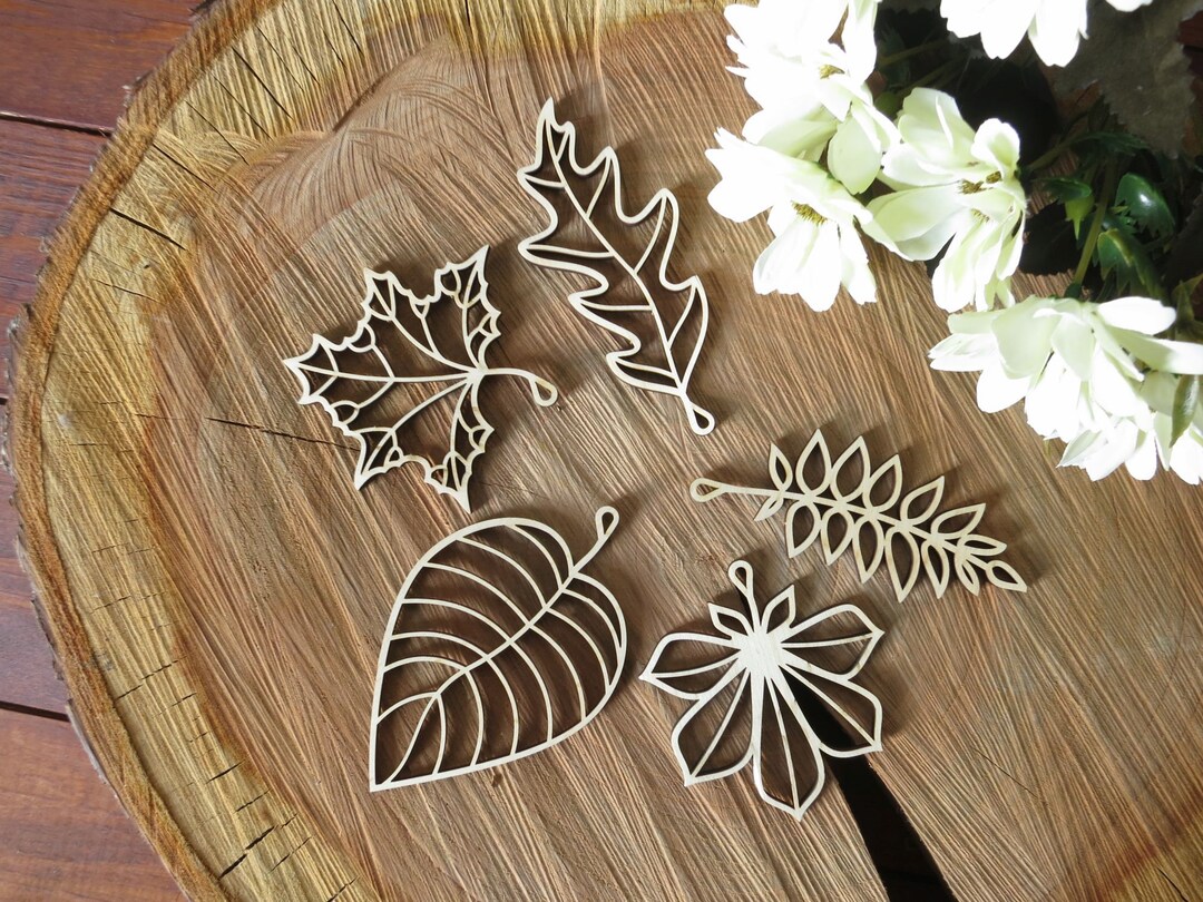 Autumn Wooden Leaves, Openwork Hanging Decors, Christmas Natural Wood ...
