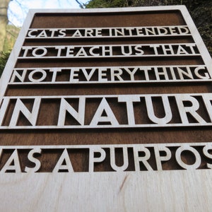 3D Cat Sentence Wooden Card, Cats Quote, Natural Wood Double-layered ...