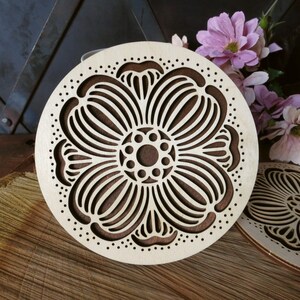 3D Wooden Flower Coasters, Double-leyered Filigree Openwork Natural ...