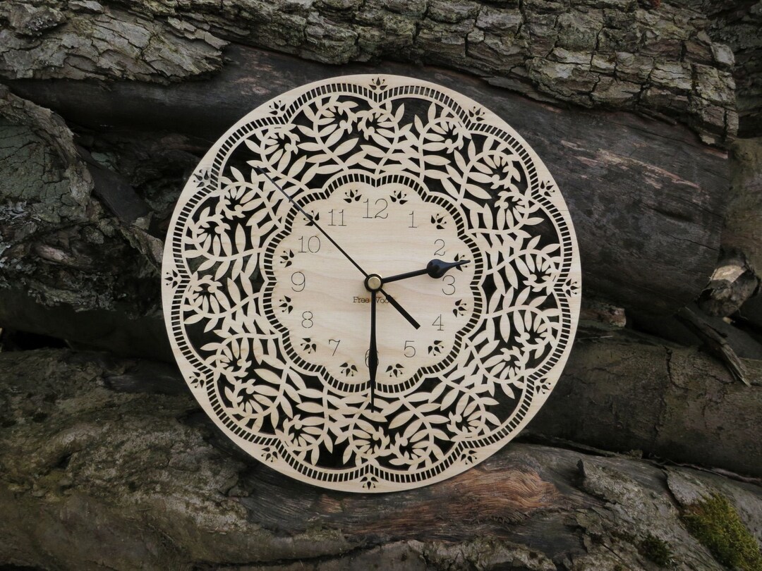 Fern Leaves Wooden Wall Clock: Filigree Botanical Accent - Etsy