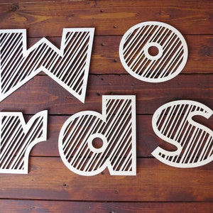 Striped Custom Wooden Letters, Personalized Words for Garland, Natural ...