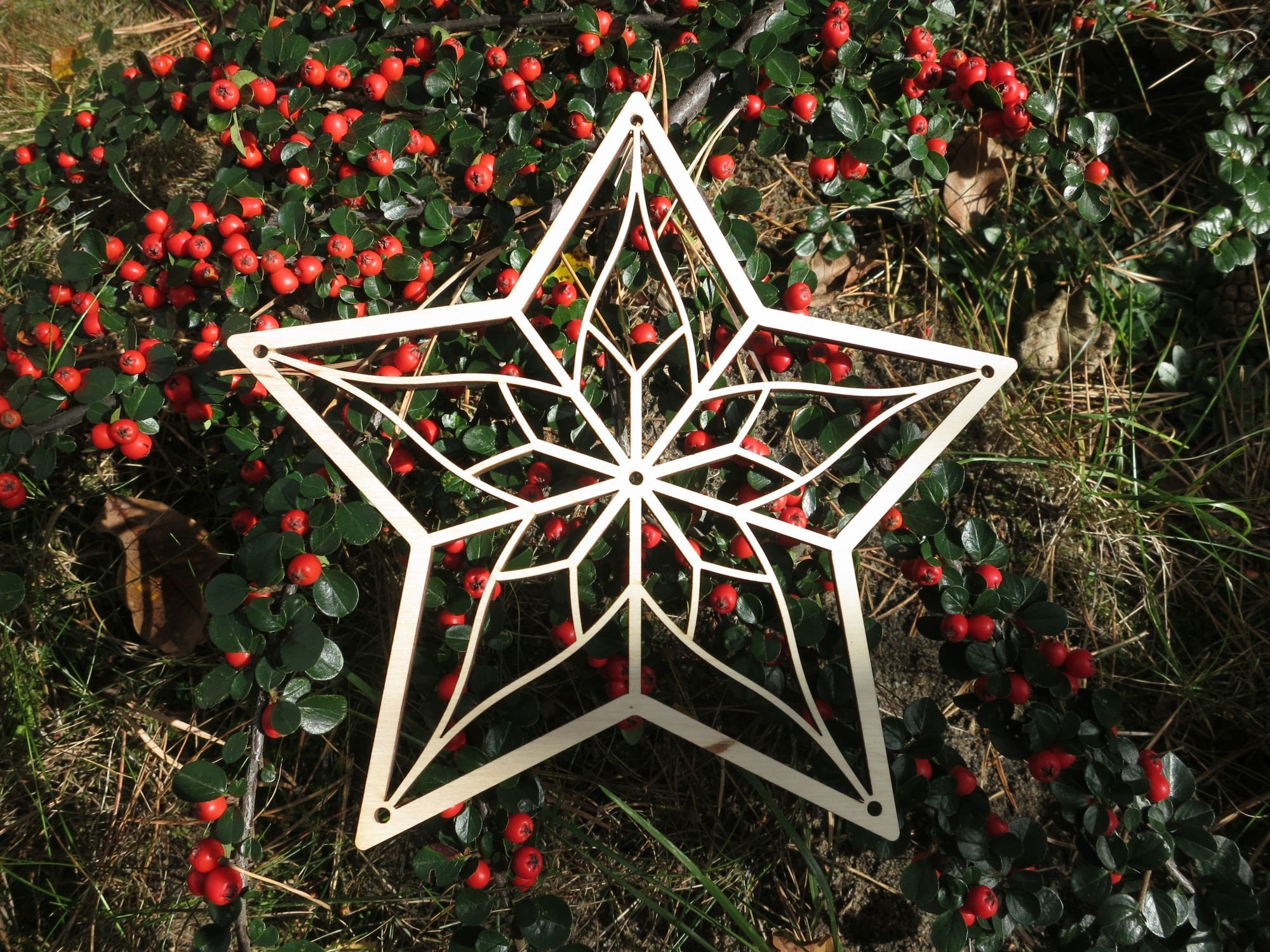 Winter Lace Wooden Star Ornament Filigree Window or Wall | Etsy