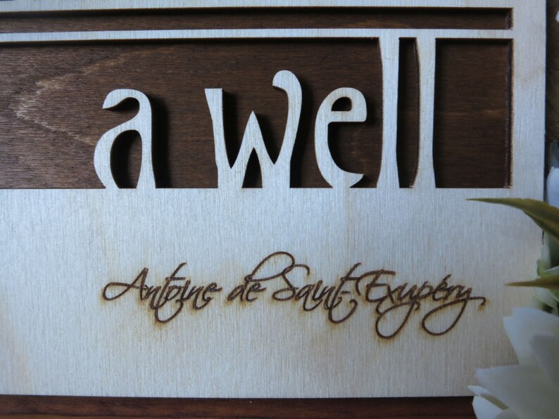 Wooden Sentence Exupery Wood Card Quote 3d Natural Birch - Etsy