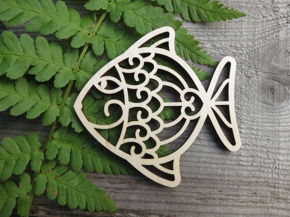 5 Wooden Fishes Lace Openwork Hanging Fish Cutouts Christmas - Etsy