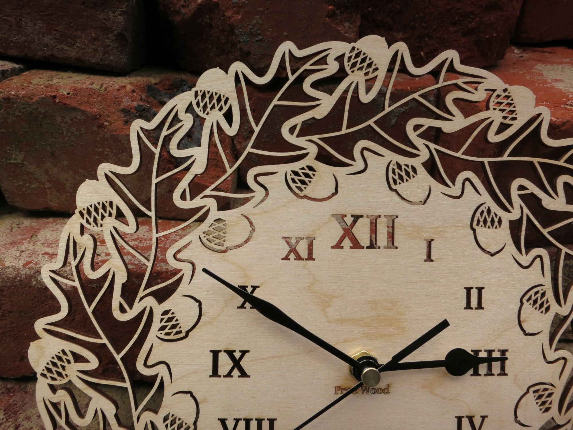 Oak Wreath Filigree Wall Clock: Wooden Acorn Art, Silent Clock - Etsy