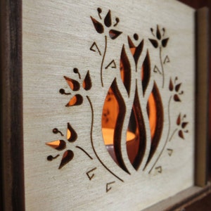 Tulip Flower Wooden Tealight Lantern, Candle Holder, Wedding Table ...