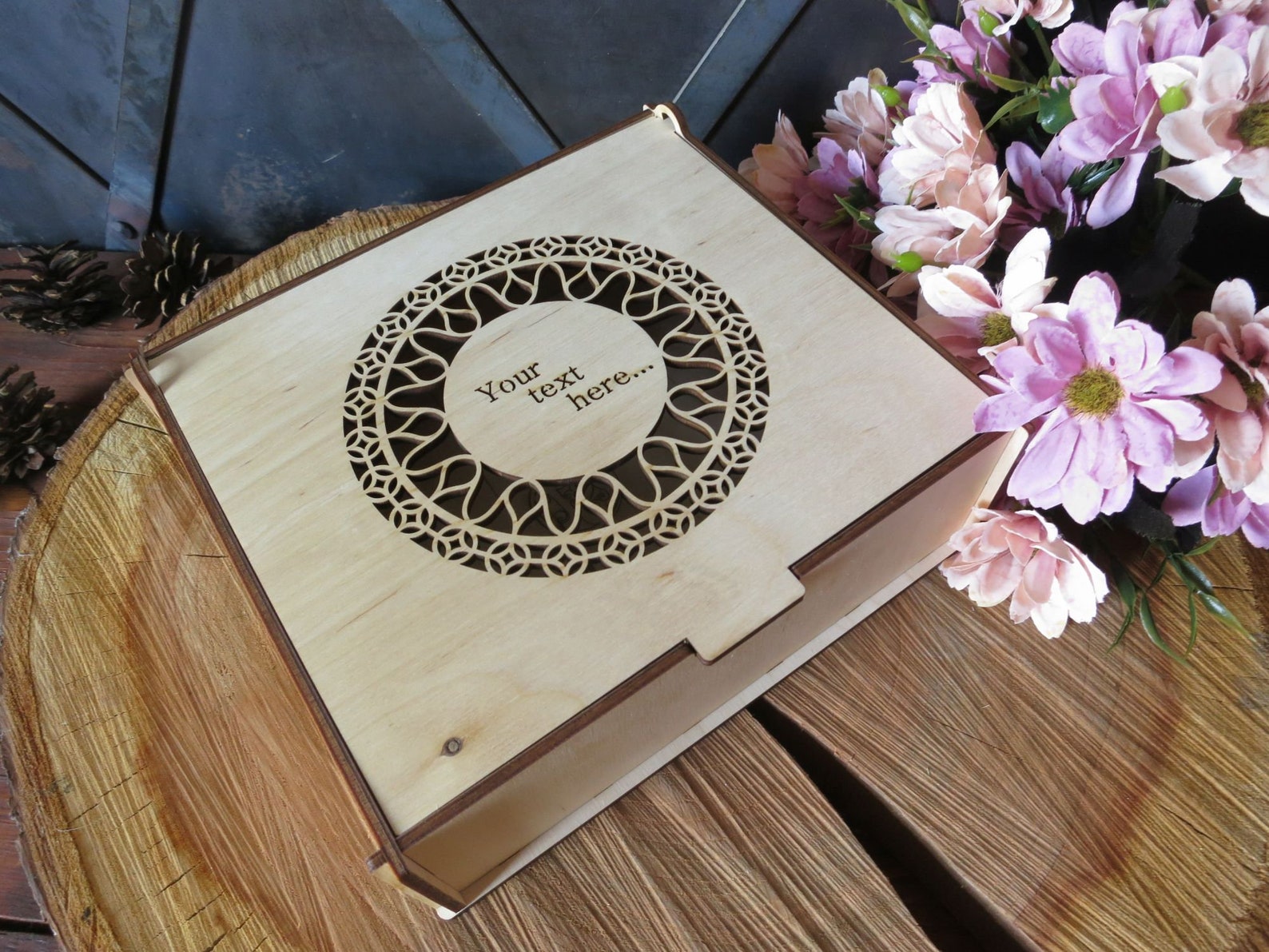 Custom Text Wooden Box Present Gift Box With Your | Etsy