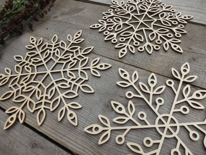 Lace Wooden Snowflakes filigree wood table ornaments winter | Etsy