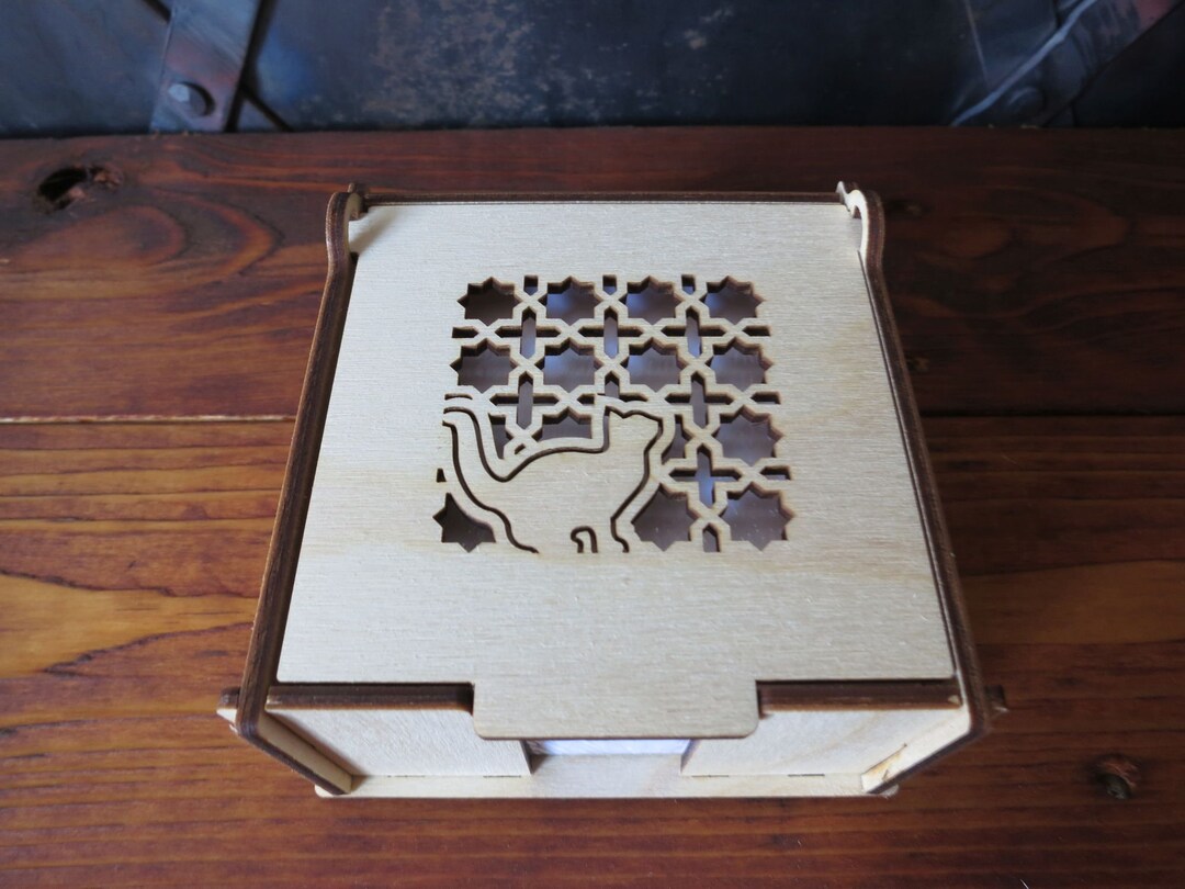 Cat Wooden Note Pads Box, Gift for Cats Lover Friend, Filigree Shadow ...
