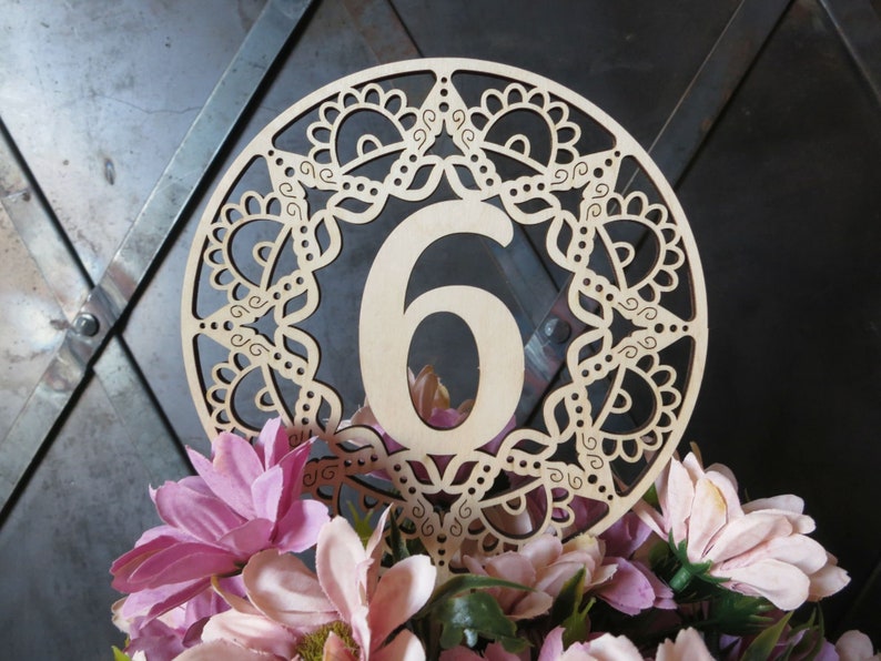 Filigree Mandala Wooden Table Numbers Wedding Table - Etsy
