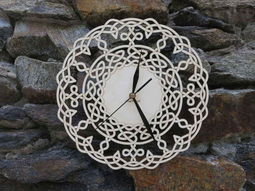 Celtic Knot Wooden Wall Clock: Viking Art Filigree Decor - Etsy