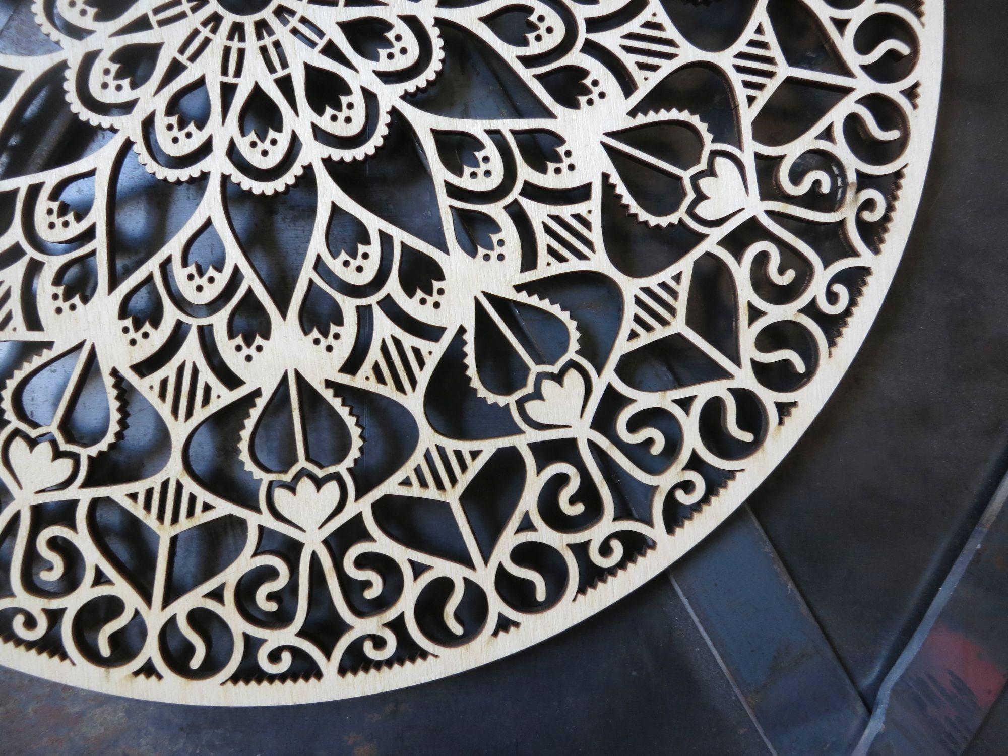 Crocuses Flower Wooden Mandala Ornament Natural Rosette Wall | Etsy