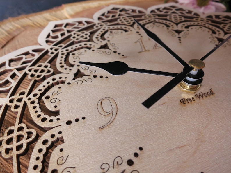Filigree Mandala Wall Clock Silent Sweep Wooden Decor - Etsy UK