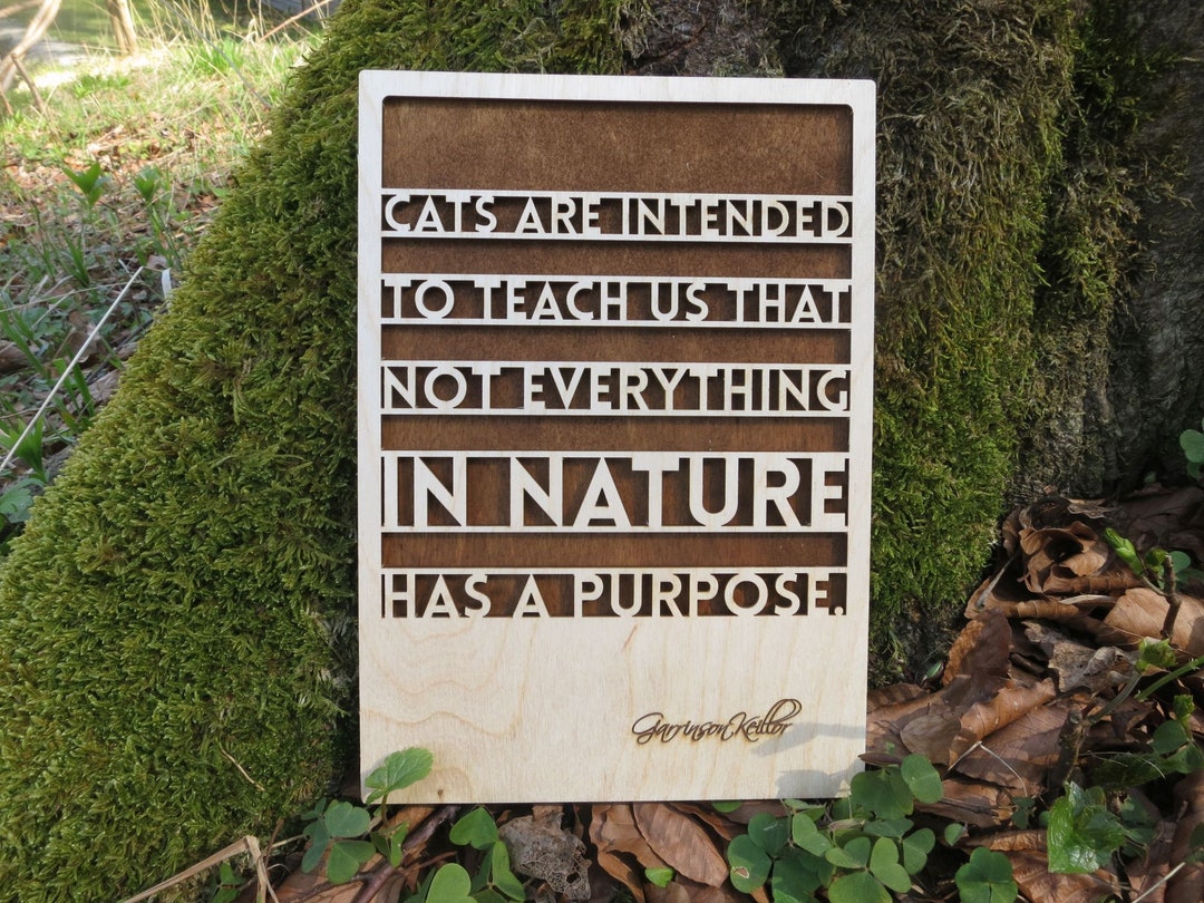 3D Cat Sentence Wooden Card, Cats Quote, Natural Wood Double-layered ...