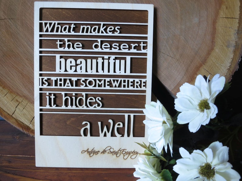 Wooden Sentence Exupery Wood Card Quote 3d Natural Birch - Etsy