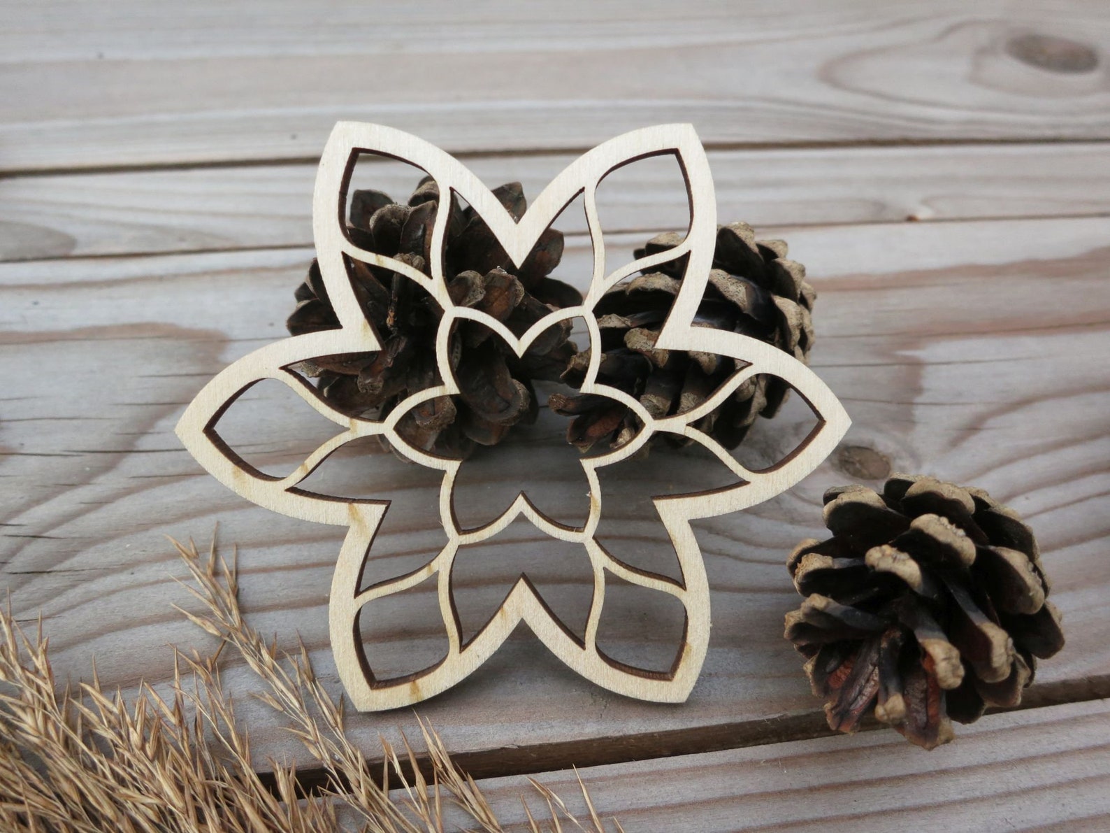 Filigree Flowers Wooden Floral Ornaments Art Openwork Lace | Etsy