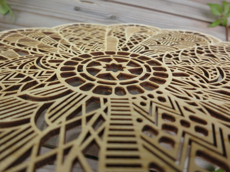 Zentangle Wooden Mandala Flower: Filigree Rosette Trivet, Wall Art - Etsy
