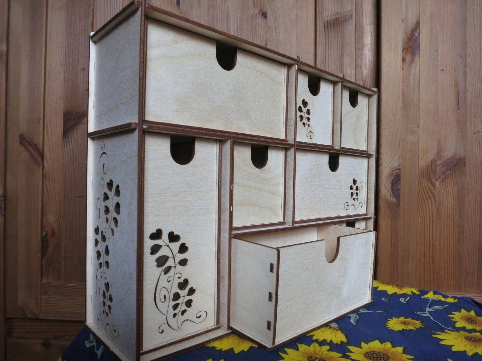 Love Plant Mini Chest of 8 Drawers Wooden Jewelry Beads | Etsy