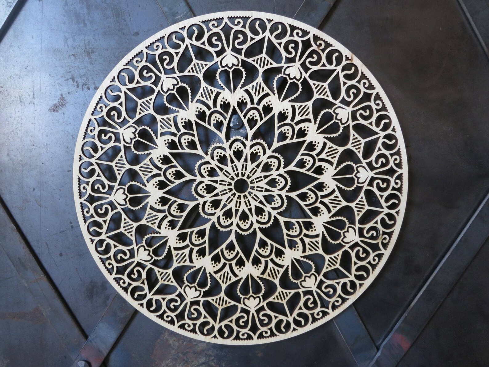 Crocuses Flower Wooden Mandala Ornament Natural Rosette Wall | Etsy