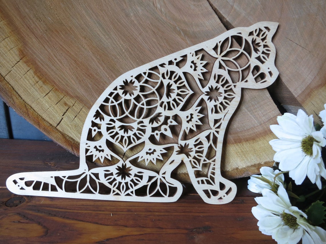 Sitting Cat Lace Ornament cat-lover gift filigree shadow | Etsy