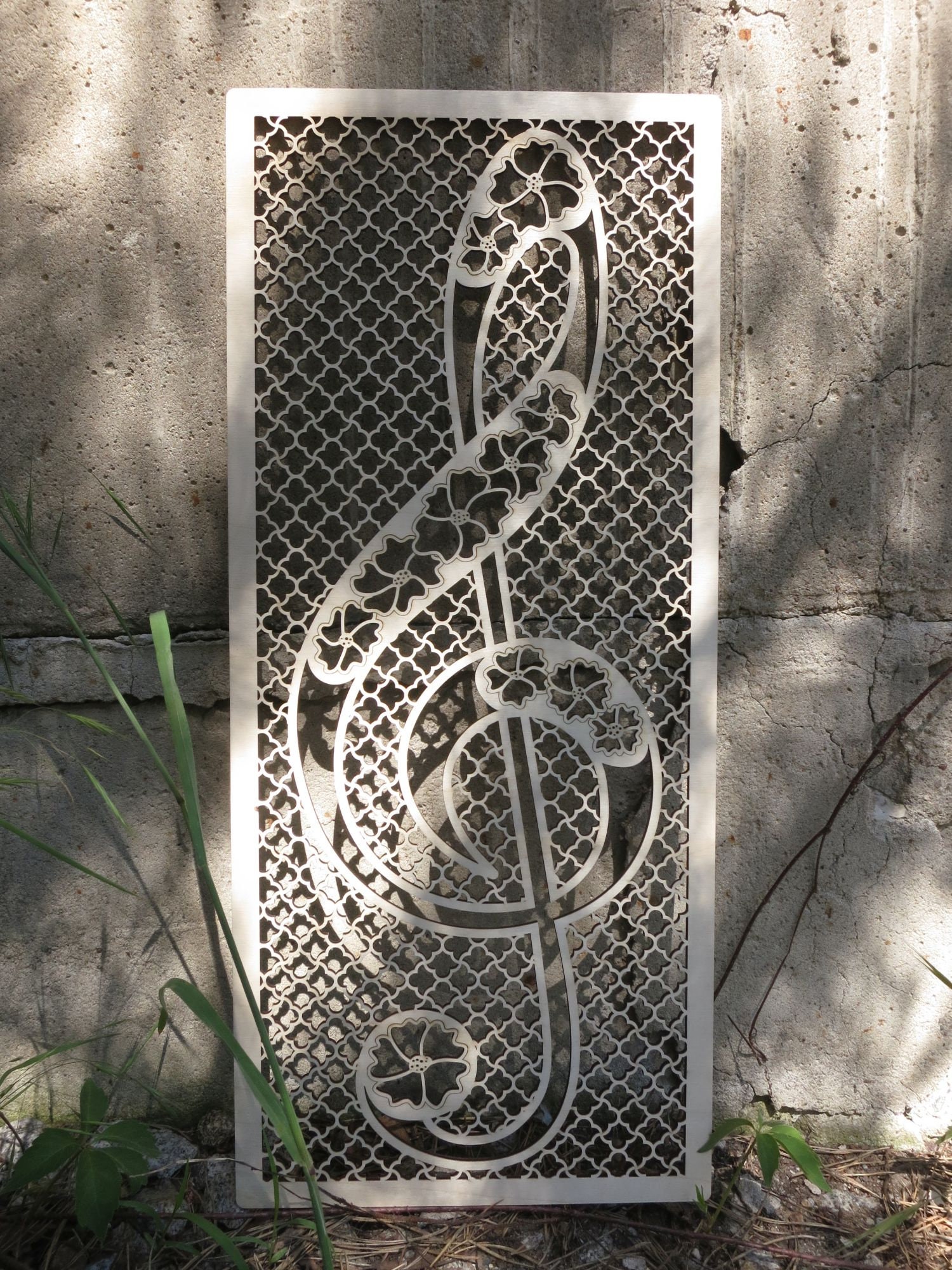 Treble Clef and Flowers Wooden Panel Filigree Openwork Wall | Etsy