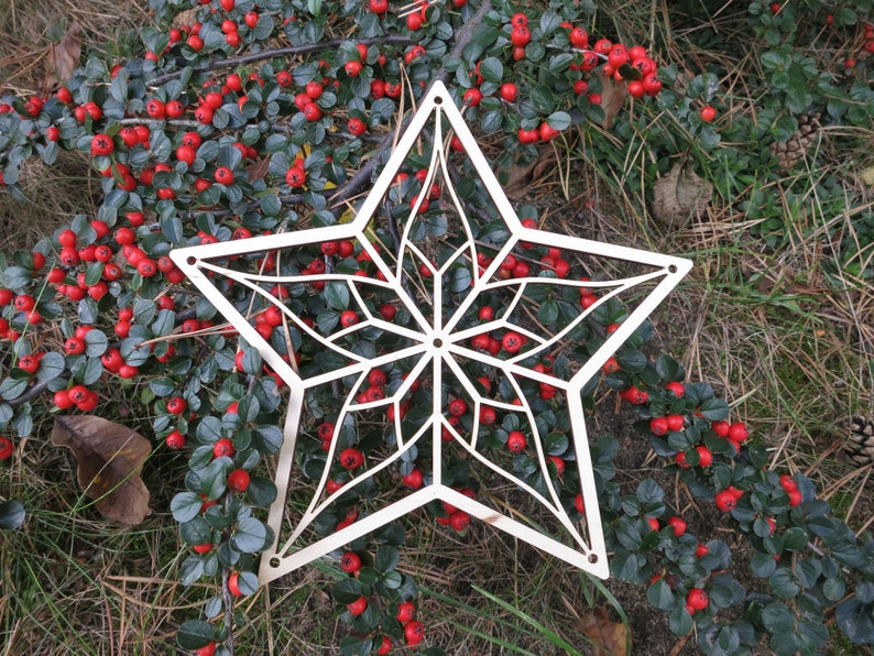 Winter Lace Wooden Star Ornament Filigree Window or Wall - Etsy