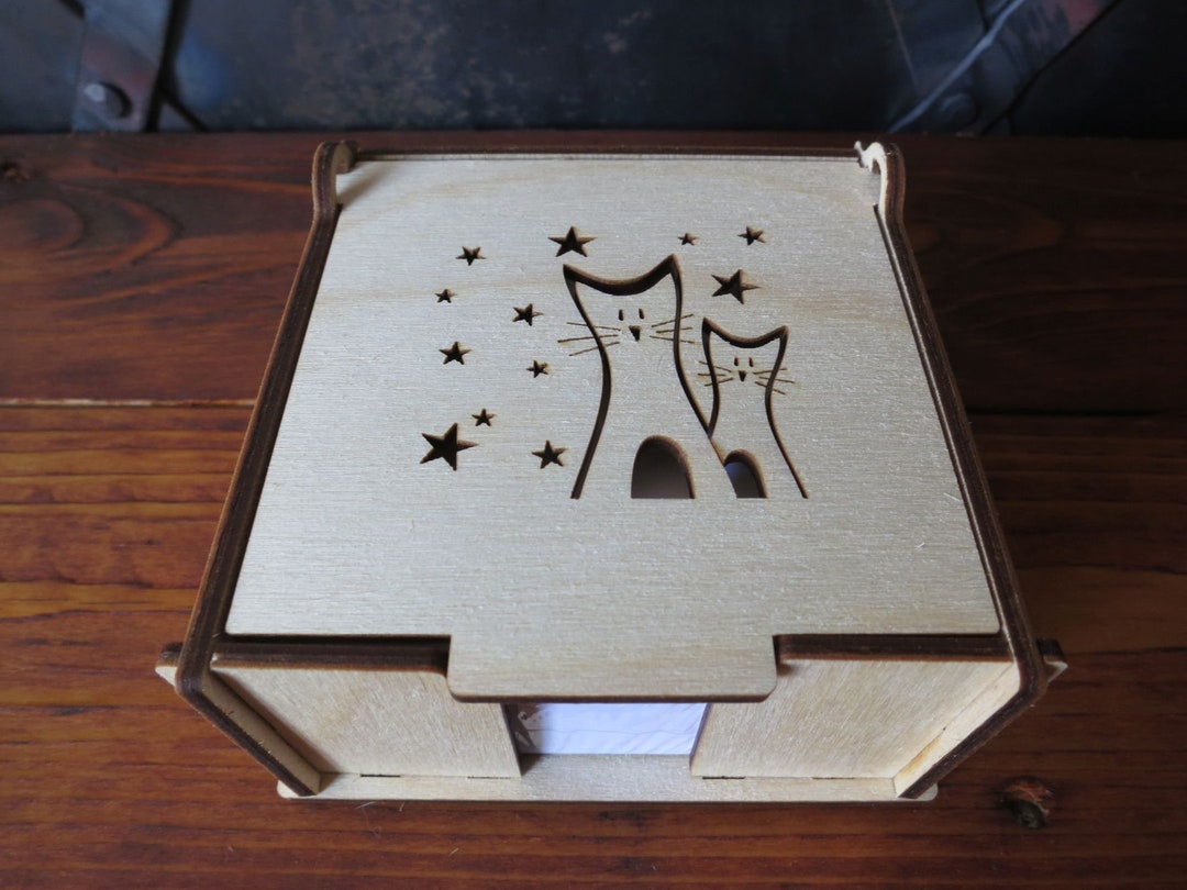 Cat Night Wooden Note Pads Box, Gift for Cats Lover Friend, Filigree ...
