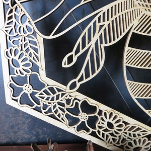Filigree Bee Wooden Ornament With Flowers, Natural Wood Honey Wall ...