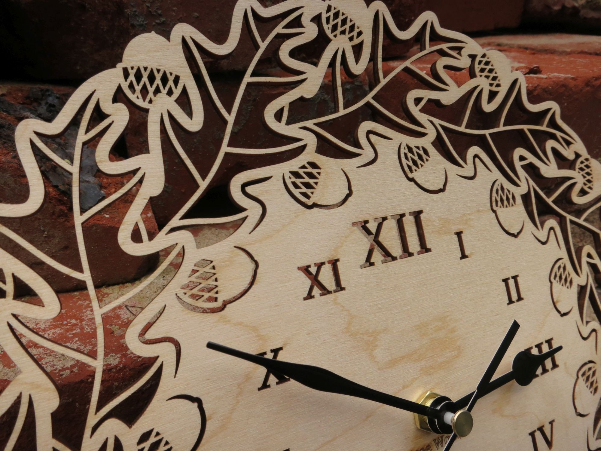 Oak Wreath Filigree Wall Clock: Wooden Acorn Art, Silent Clock - Etsy