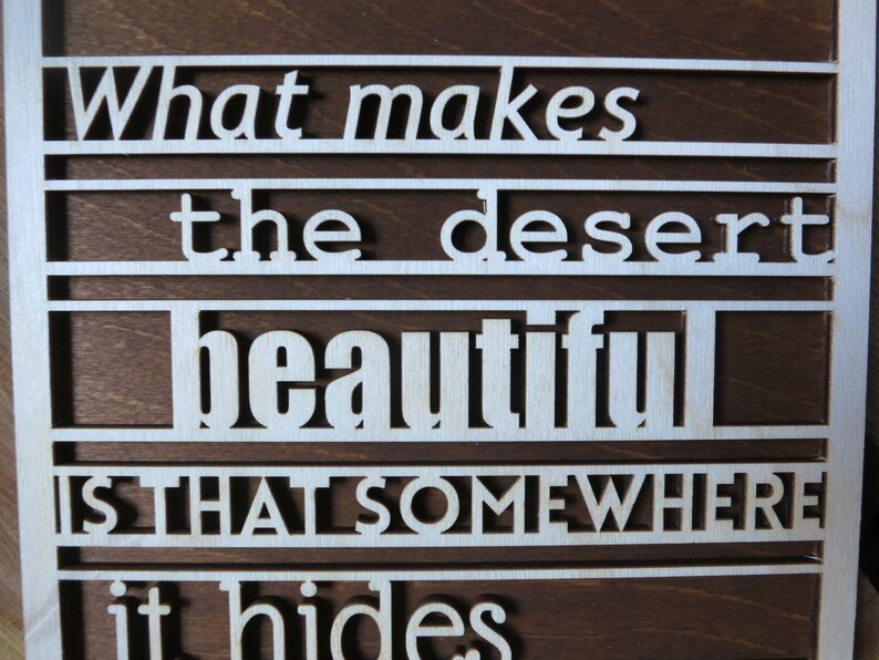 Wooden Sentence Exupery Wood Card Quote 3d Natural Birch - Etsy