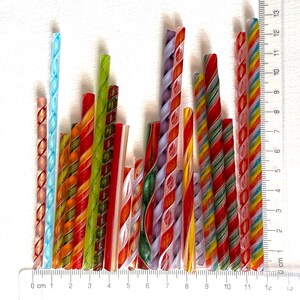 Twisted Cane Offcuts Selection Pack in Mixed Colours for Glass Fusing Made With Bullseye 90coe ...