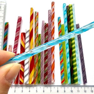 Twisted Cane Offcuts Selection Pack in Mixed Colours for Glass Fusing Made With Bullseye 90coe ...