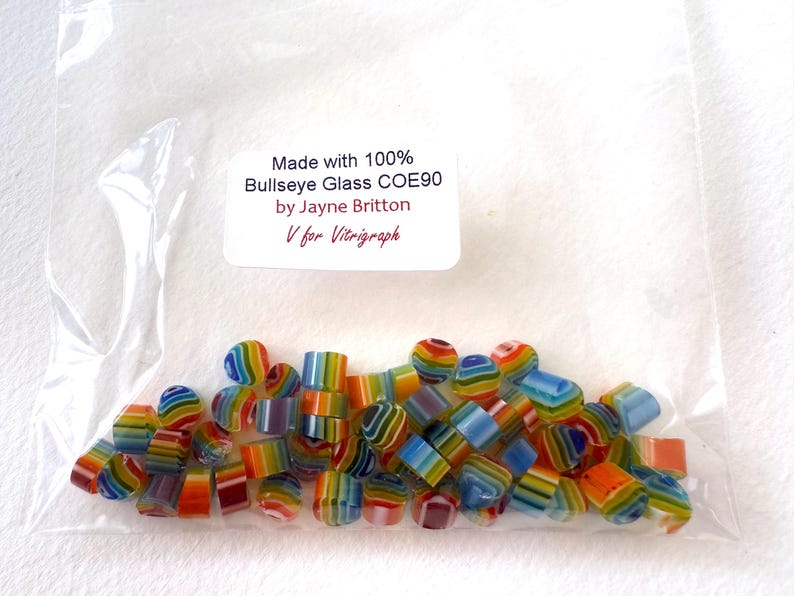 Rainbow Stripe Murrini for Glass Fusing Made With Bullseye 90coe Glass ...
