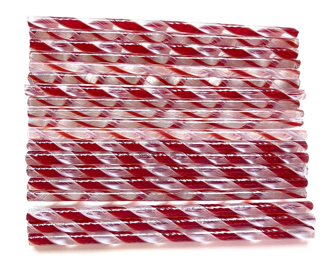 12cm Twisted Red and White Lacy Pattern Cane for Glass Fusing Made With ...