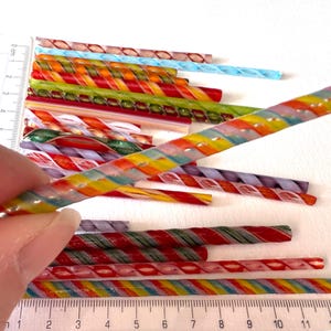 Twisted Cane Offcuts Selection Pack in Mixed Colours for Glass Fusing Made With Bullseye 90coe ...