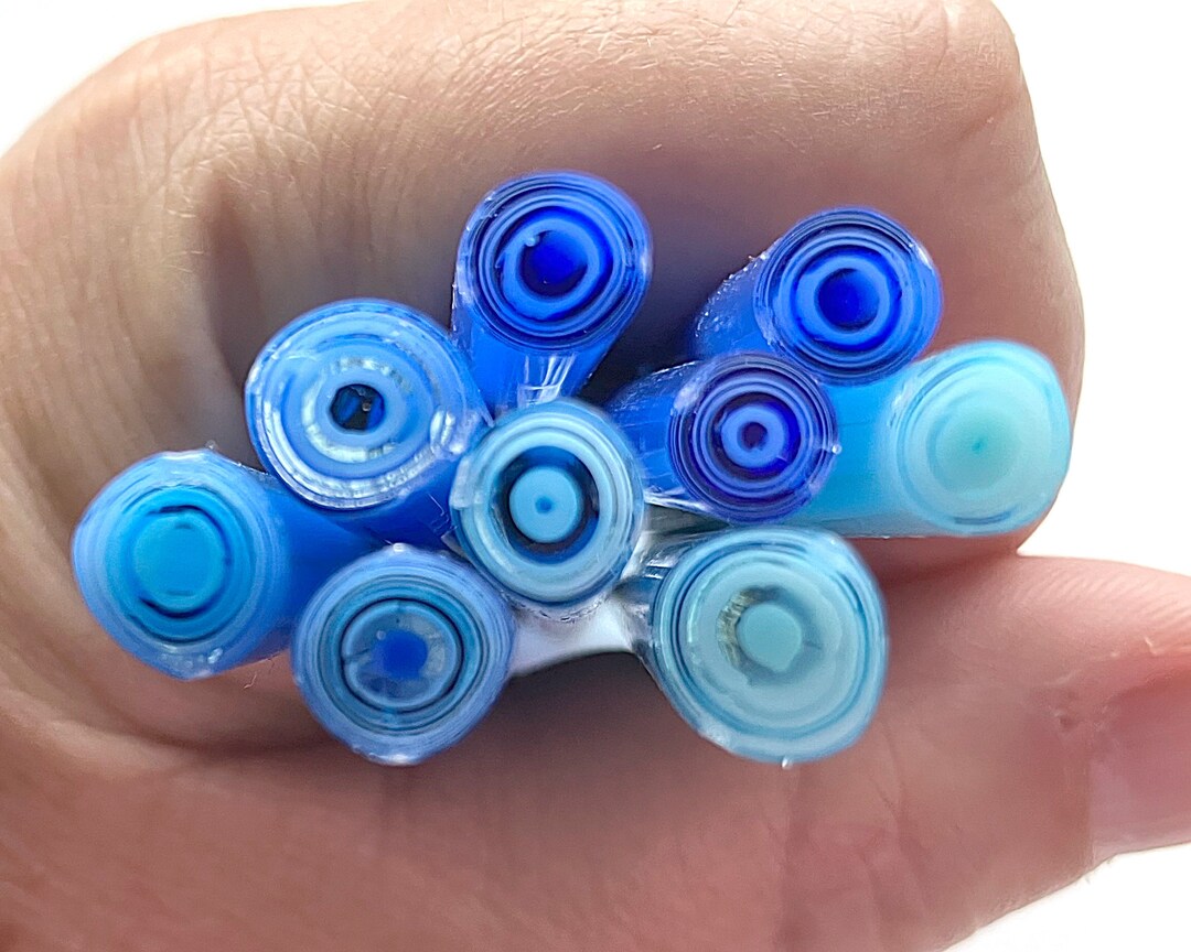 Blue Mix Murrini CANE With Concentric Circles for Glass Fusing Made ...