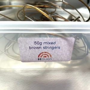50g Mixed Streaky Brown Vitrigraph Glass Stringers, Bullseye Glass ...