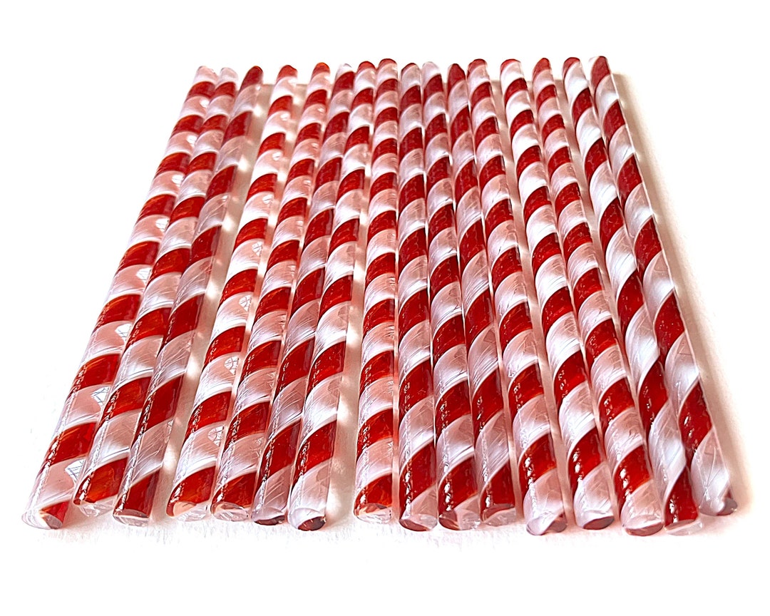 12cm Twisted Red and White Cane for Glass Fusing Made With Bullseye ...