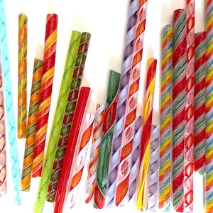 Twisted Cane Offcuts Selection Pack in Mixed Colours for Glass Fusing Made With Bullseye 90coe ...