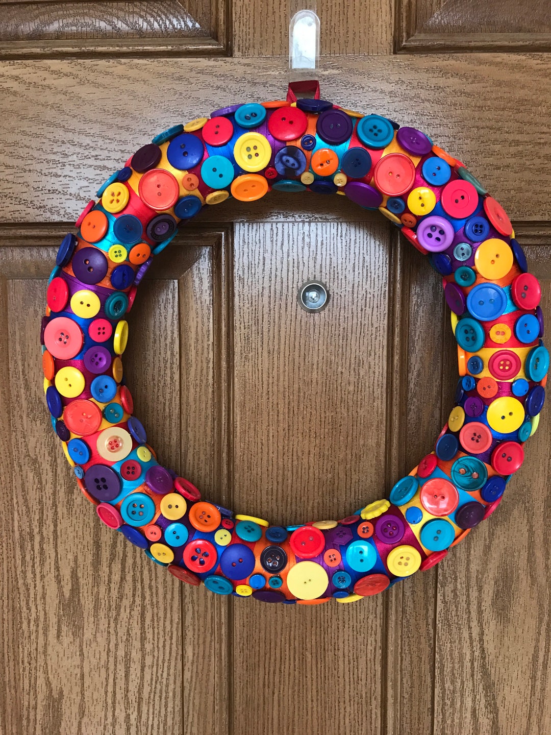 Colorful Button Wreath: 14 Inch Rainbow Nursery Decor - Etsy