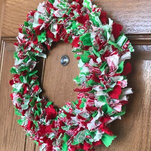 Christmas Rag Wreath / Holiday Rag Wreath / Red and Green Rag Wreath ...