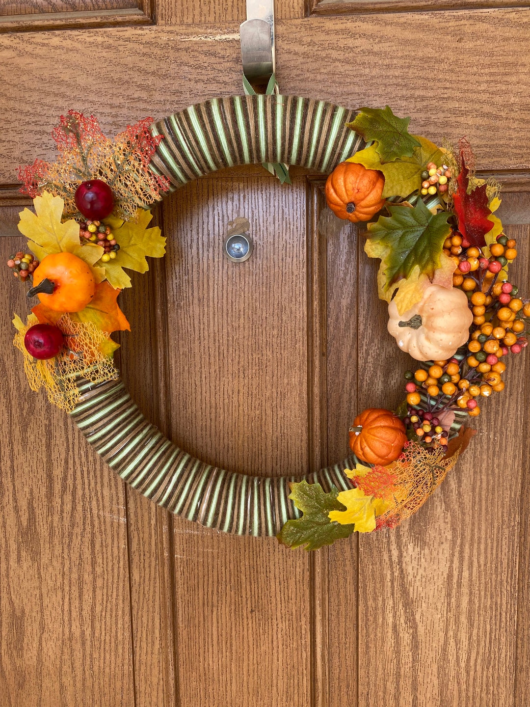 Fall Autumn Wreath / Fall Yarn Wreath / Brown Fall Wreath / Floral Fall ...