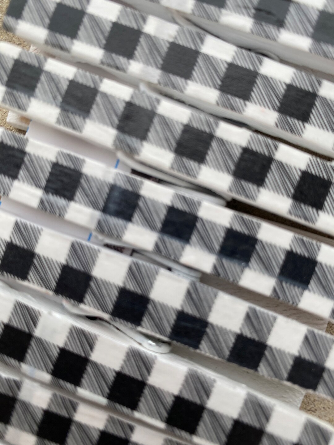 Black and White Clothespins / Gingham Clothespins / Farmhouse ...