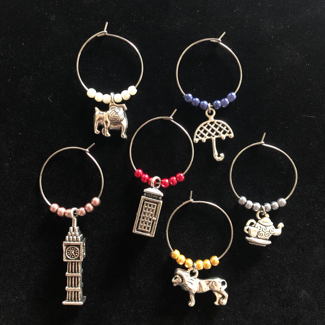 London Calling Wine Glass Charms 6er Set - Etsy Österreich