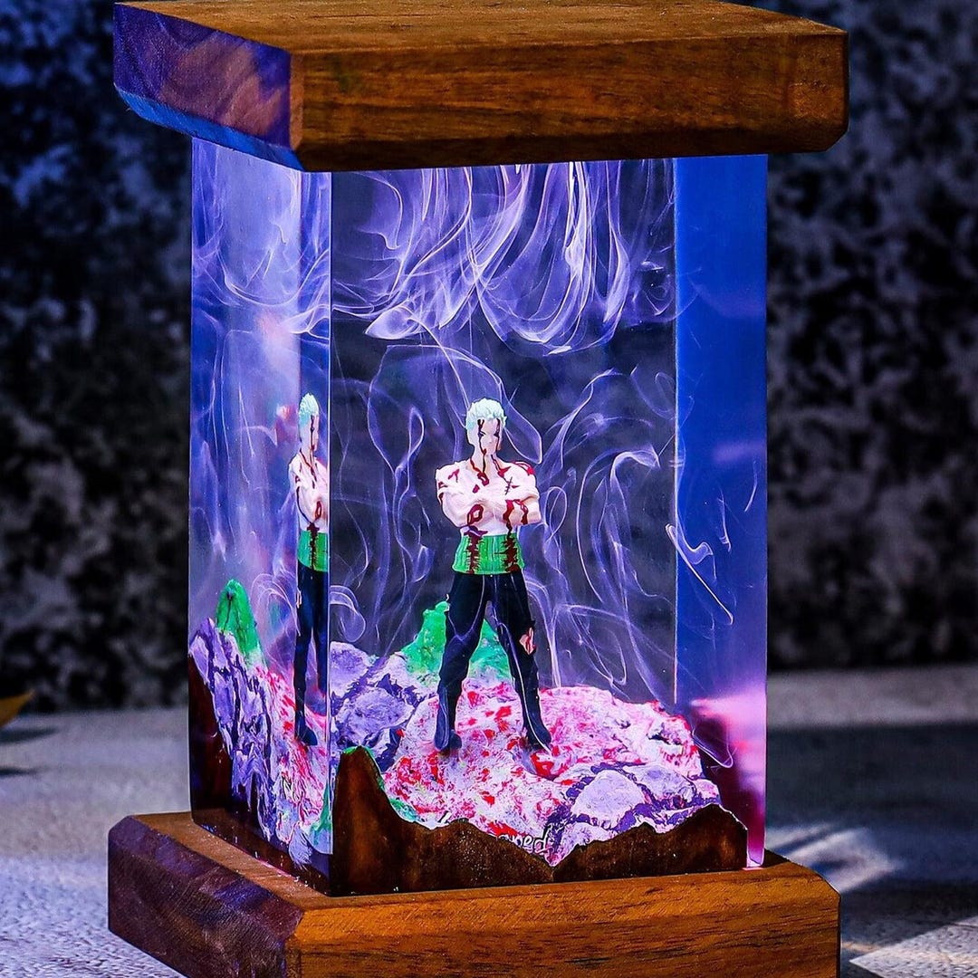 Roronoa Zoro Epoxy Resin Wood Lamp Night Light Unique Her Him Mom Dad ...