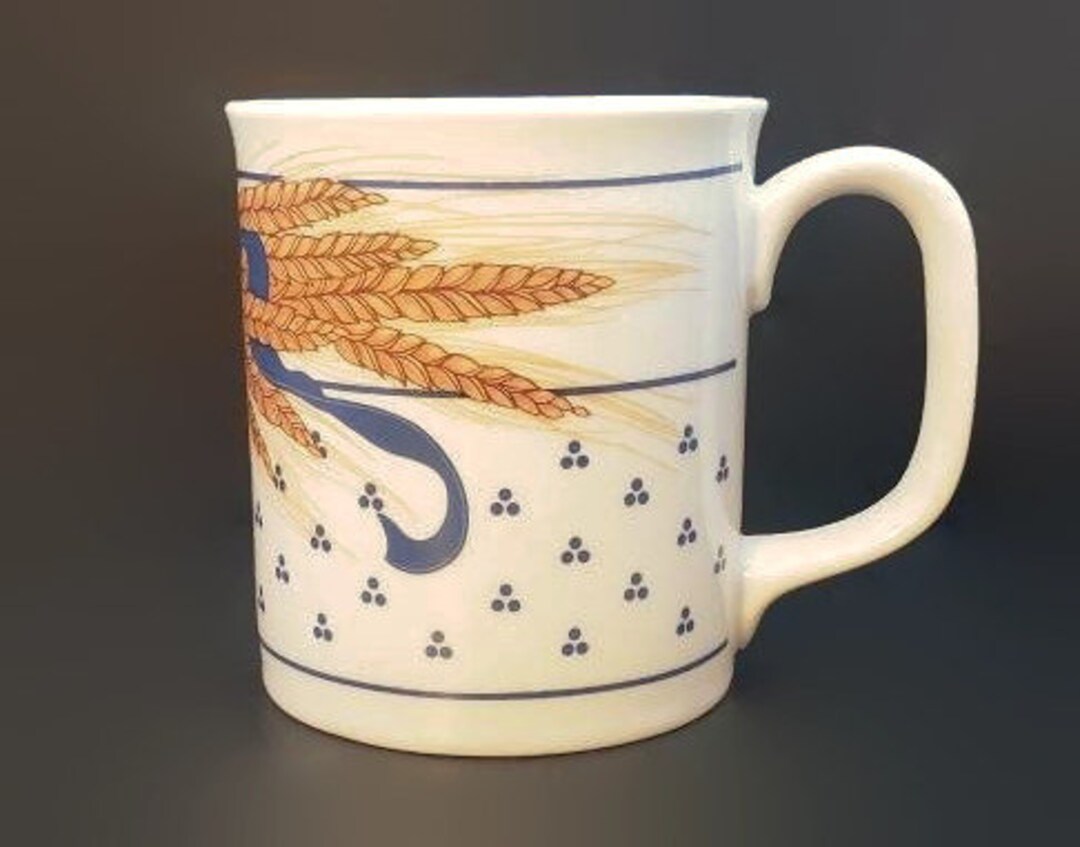 Vintage 1980s Curzon Wheat Mug: Blue Ribbon Country Kitchen Decor - Etsy