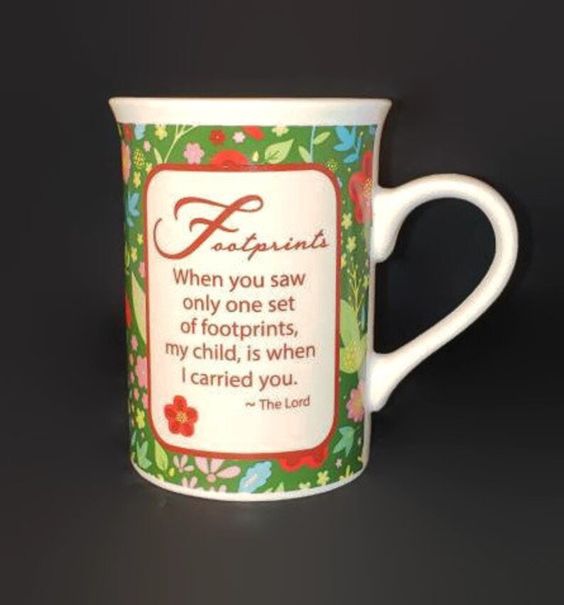 Footprints in the Sand Poem Mug Vintage Mugs Bay Island Flowers ...