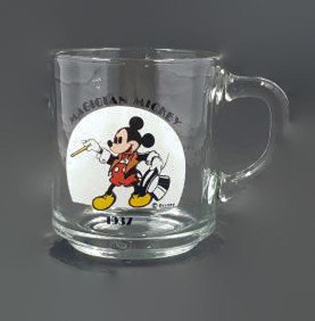 Vintage Disney Magician Mickey Mouse Mug Glass Anchor Hocking 1937 ...