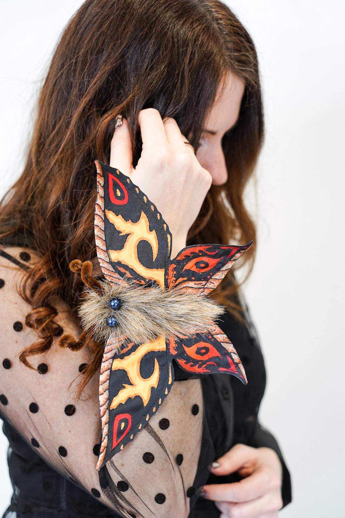 Mothra Hair Clip - Moth Brooch - Butterfly Hair Clip - Handmade Costume ...