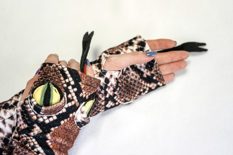 Handmade Snake Costume Fingerless Gloves for Adults - Etsy
